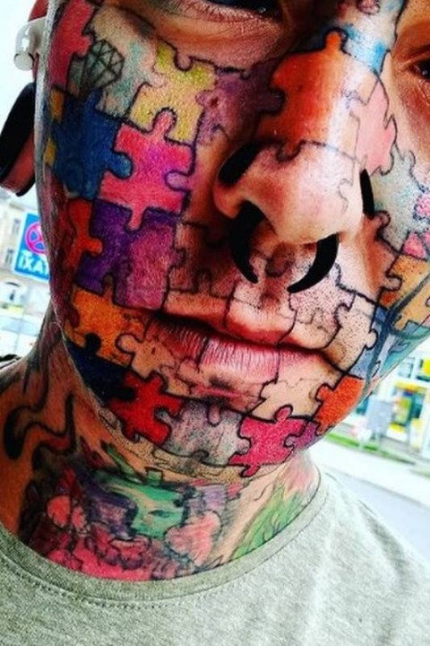 Quebra Cabeca Homem Tatuagem Enigma Ovika, Adesivo Enigma Goliath